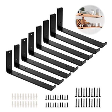 Seven Sparta Shelf Brackets 12 Inch 8 Pack Heavy Duty Black Wall ...