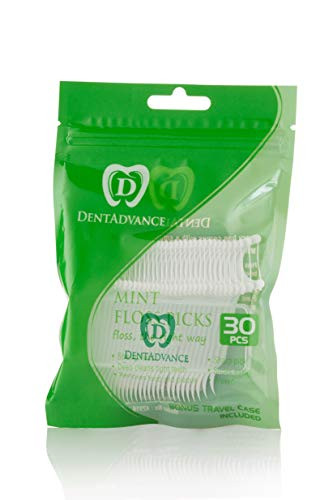 DentAdvance Mint Dental Floss Picks - Premium Angled Easy Reach Back ...
