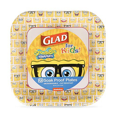 Glad for Kids Spongebob Squarepants Paper Plates 20 Count 8_5 Inches ...