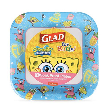 Glad for Kids Spongebob Squarepants Paper Plates 20 Count 8_5 Inches F ...
