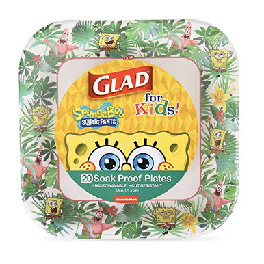 Glad for Kids Spongebob Squarepants Paper Plates 20 Count 8_5 Inches ...