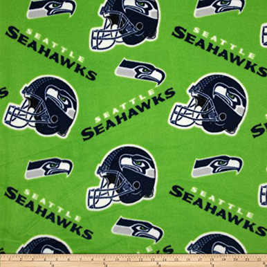 Fabric Traditions NFL Fleece Seattle Seahawks Tossed Helmets Fabric by ...