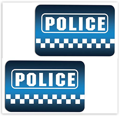 2 x PVC Laminated Police Logo Funny Stickers B 6 - Warehousesoverstock