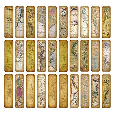 Doraking 30PCS Vintage Map Paper Bookmarks for Book Lovers Boxed Retro ...