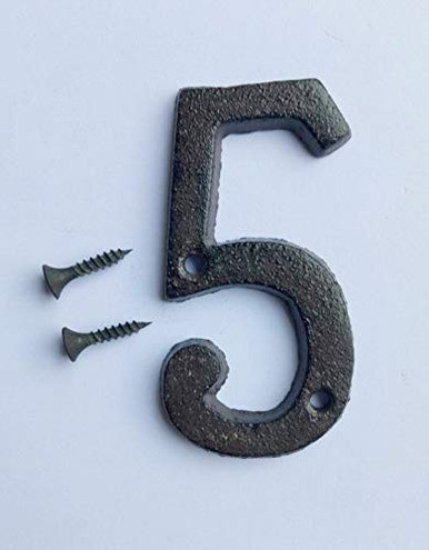 TAO House Numbers- 3 Inch Innovative Wrought Iron Numbers- Number 5 ...