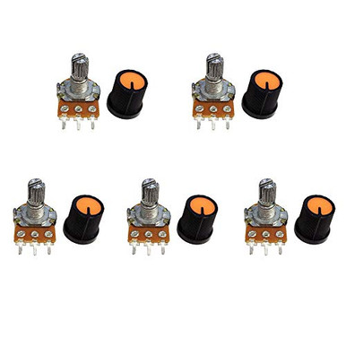 Poilee 5 Piece 5K Ohm Potentiometer with Knob 3 Terminals Linear Taper ...