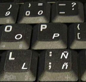 Spanish Latin American Keyboard Stickers Transparent Background White ...