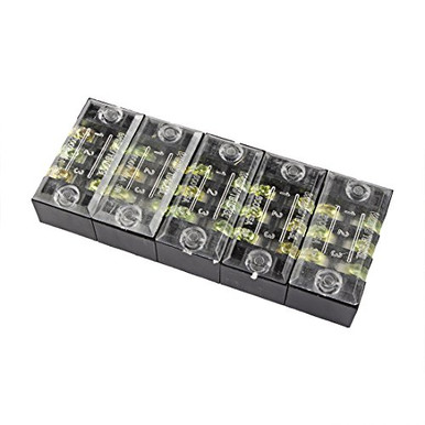 uxcell 5pcs 3 Position Dual Rows 600V 15A Wire Barrier Block Terminal Strip TB-1503 ...