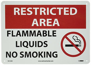 NMC RA10AB FlammableCombustible Sign Legend RESTRICTED AREA - FLAMMABLE ...
