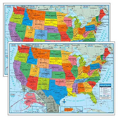 Pack of 2 Superior Mapping Company United States Poster Size Wall Map ...