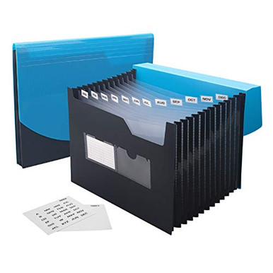 Sooez Sturdy Expanding File Folder with Sticky Labels 13 Pockets Stand ...