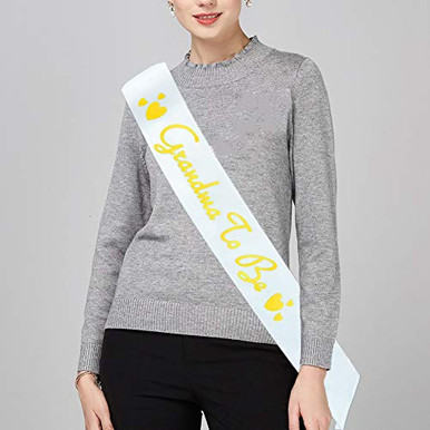 NMAS Grandma to Be Sash White Satin with Gold Heart Best Baby Shower ...