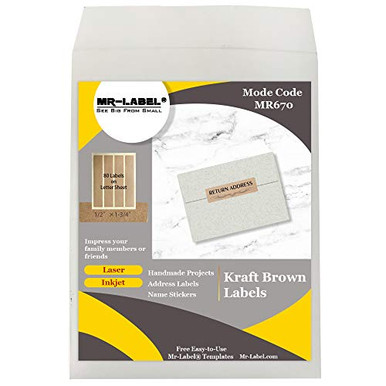 Mr-Label 12x1-34 Printable Natural Kraft Brown Label Sticker - for ...