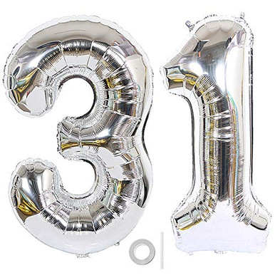 Ceqiny 40 Inches 31st Number Balloon Mylar Balloon Giant Balloon ...
