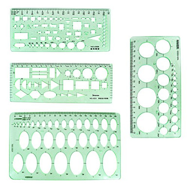 BronaGrand 4pcs Plastic Measuring Templates Drafting Drawing Stencils ...