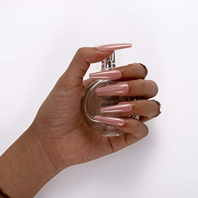 Blufly Dark Pink Extra Long Press on Nails Glossy Long Square Coffin ...