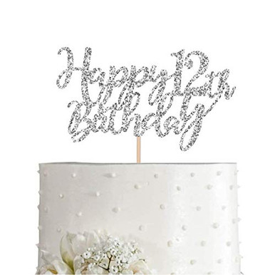 12 Silver Glitter Happy 12th Birthday Cake Topper Birthday Party ...