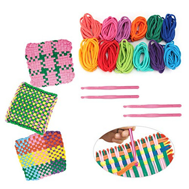 192 PCS Loom Potholder Loops Weaving with 4 PCS Crochet Hooks Kits 12 ...
