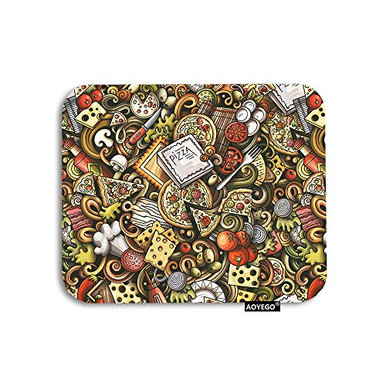 AOYEGO Food Mouse Pad Cartoon Cute Doodles Pizza Cheese Tomato Sausage ...