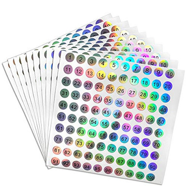 dealzEpic - Reflective Laser Number Stickers - 1 to 100 Round Self ...