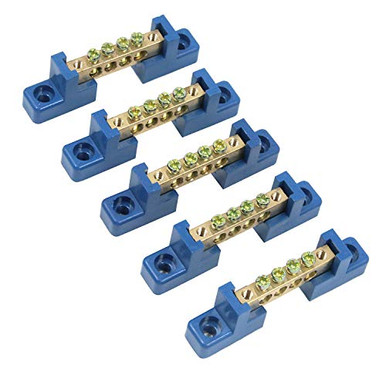 Mironey Terminal Block Blue Terminal Bus Bar 4 Positions Screw Brass ...