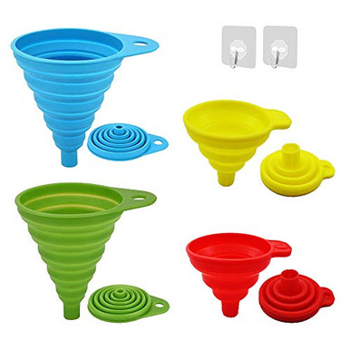 Silicone Collapsible Funnel Folding and Telescopic Kitchen Funnel Set 4 ...
