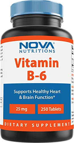 Nova Nutritions Vitamin B6 25 mg - Supports Healthy Nervous System Metabolism Cell Health - 250 ...