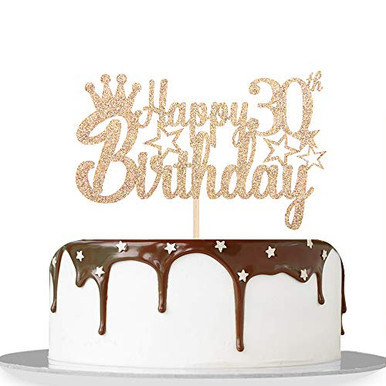 Champagne Gold Glitter Happy 30th Birthday Cake Topper for Cheers to 30 ...