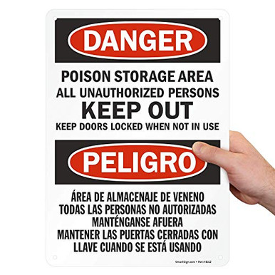 SmartSign Plastic Sign Legend Danger Poison Storage Area Keep Doors ...