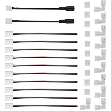 CliCli 3528 2835 8mm 2 Pin LED Strip Light Connector Kit Includes L ...