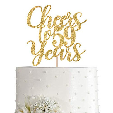 Gold Glitter Cheers to 59 years cake topper Gold Happy 59th Birthday ...