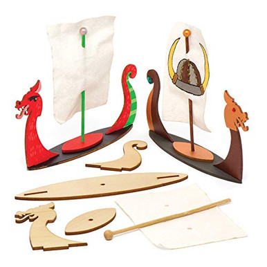 Baker Ross Wooden Viking Longboat Kits Pack of 3 AW671 For Kids to ...