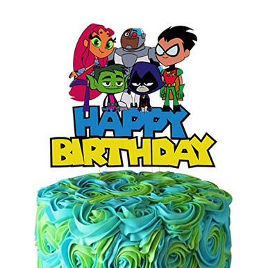 Acrylic Teen Titans Go Happy Birthday Cake Topper Teen Titans Cake ...