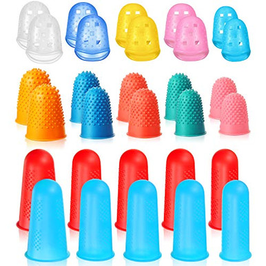 30 Pieces Rubber Fingers Tip Finger Pad Grip Reusable Finger Cover ...