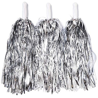 Juvale Sports Cheerleading Pom Poms Metallic Silver 6 Pairs ...