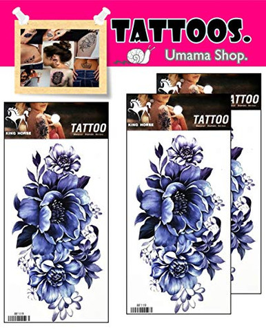 Umama Tattoos 3 Sheets Beautiful flowers Realistic tattoos Blue Orchid ...