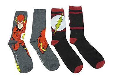 The Flash DC Comics Mens Running Logo Casual Crew Socks 2 Pack ...