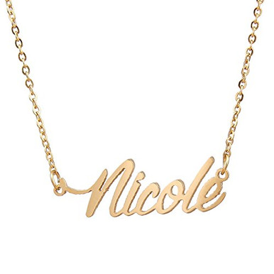AOLO Gold Plated Handwriting Nicole Name Necklace - Warehousesoverstock