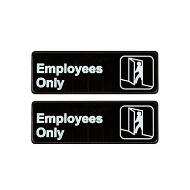Employees Only Sign - Black and White, 9" x 3" (2 Pack) For Restaurants ...