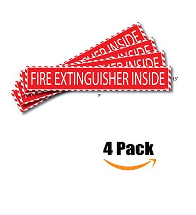 Fire Extinguisher Inside Sticker (4 Pack) 1.5" x 9" Decal Sign Self ...