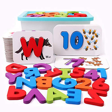 Alphabet and Number Flash Cards Wooden Puzzles Matching Cards Paired ...