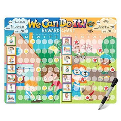 Learn Climb Responsibility Chart for 2 Kids Reward Chart -54 Chores ...