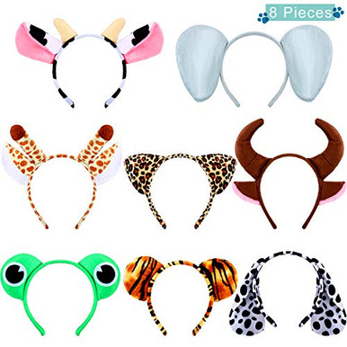 8 Pieces Animals Headbands Jungle Zoo Animals Hairbands Elephant ...