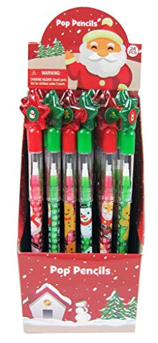 24 Pcs Christmas Multi Point Stackable Push Pencil Assortment with ...