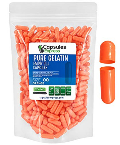 Capsules Express- Size 00 Orange Empty Gelatin Capsules 500 Count ...