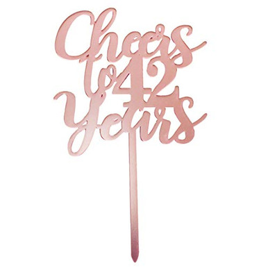 Cheers to 42 years cake topper rose gold Happy 42nd Birthday Cake ...