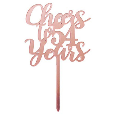 Cheers to 54 years cake topper rose gold Happy 54th Birthday Cake ...