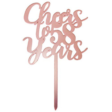 Cheers to 58 years cake topper rose gold Happy 58th Birthday Cake ...