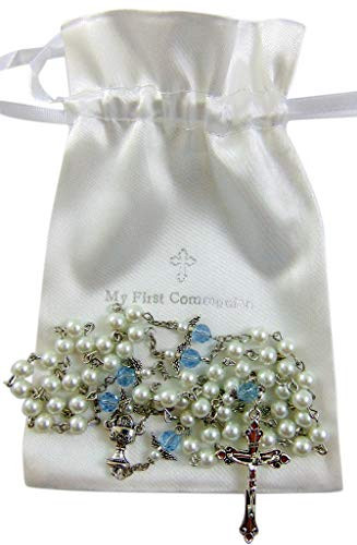 First Holy Communion Angel Wings Rosary Metal Crucifix and Center with ...
