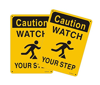 2-Pack Safety Sign Watch Your Step Signs 10x7 Rust Free Aluminum ...